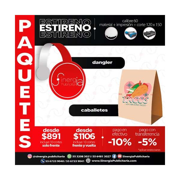 Paquete de Estireno Cal.40 120x150 cms Material + Impresión + Corte